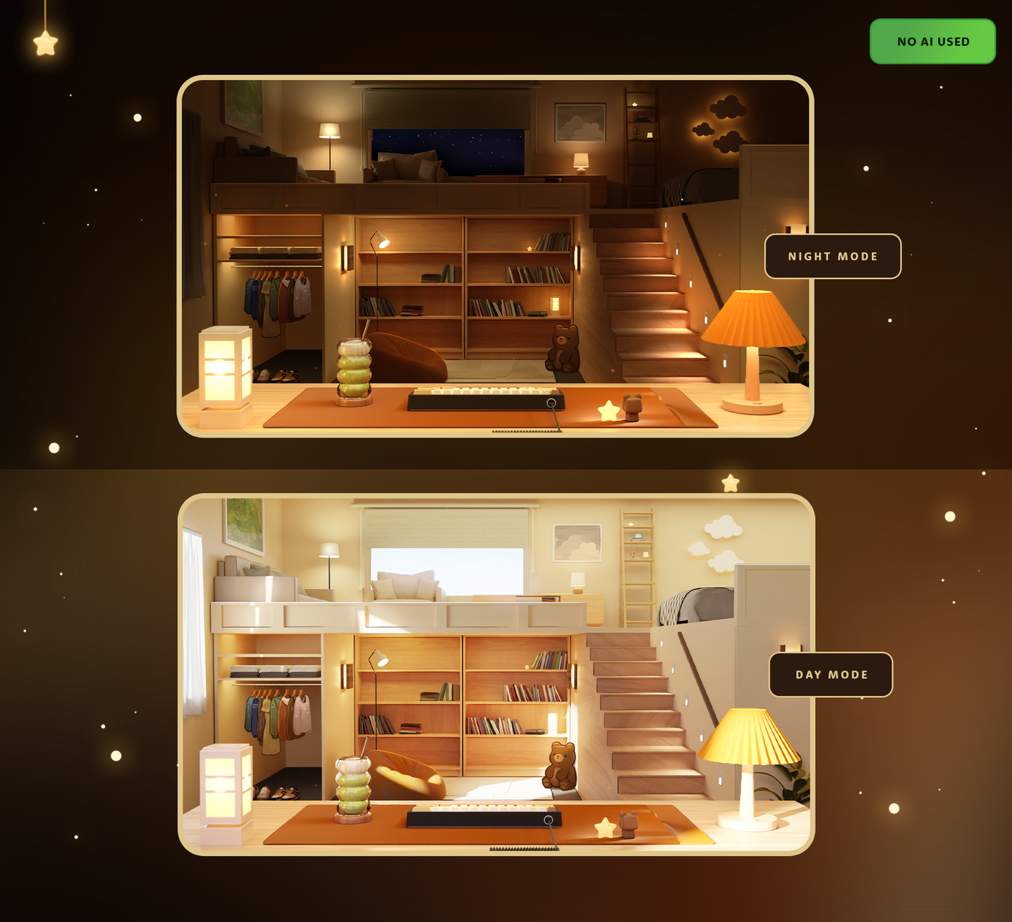 Warm Cozy Room | Animated Stream Overlay Pack