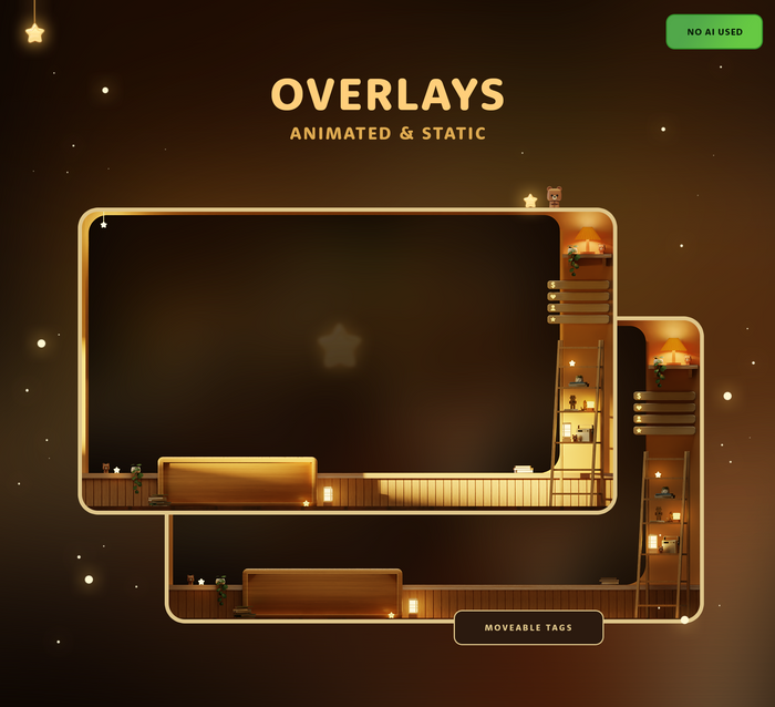 Warm Cozy Room | Animated Stream Overlay Pack