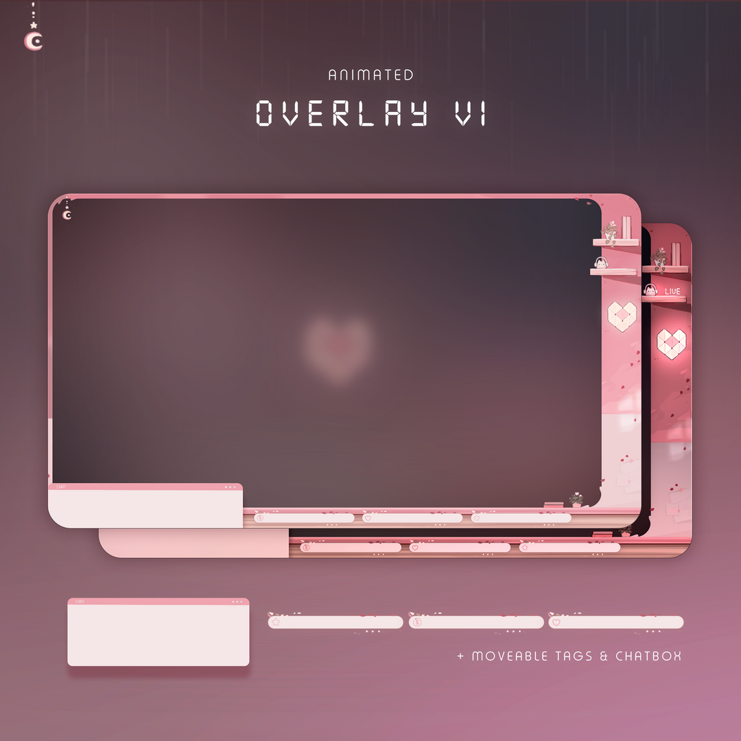 Pink Room | Day & Night Mode | Animated Stream Overlay Pack – Mooko Studio